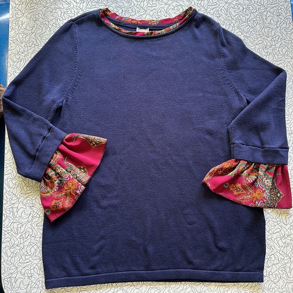 Chico's | Sweaters | Chicos Fooler Top Sweaternavy Blue Cotton Sweater ...